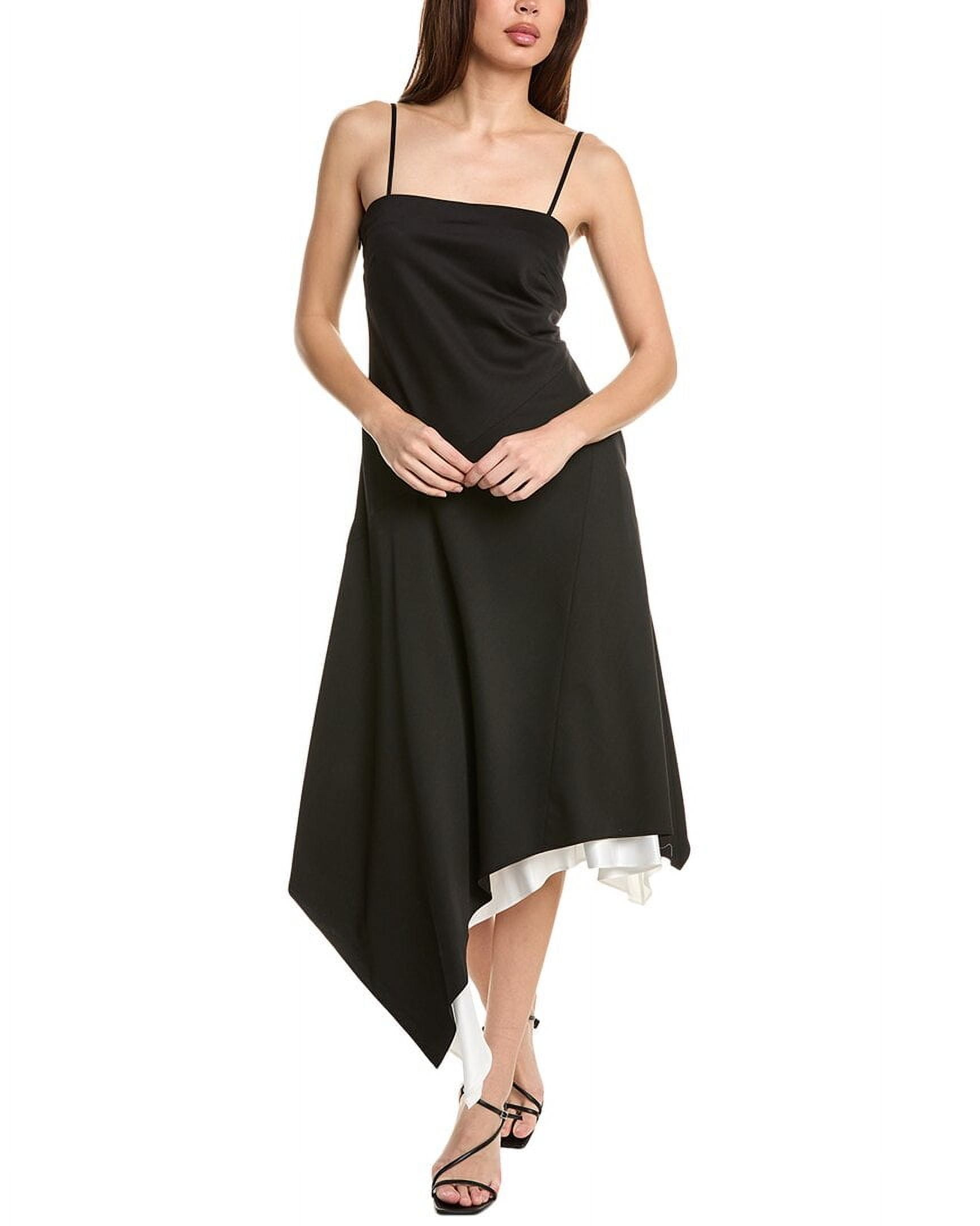 Helmut Lang womens Angled Hem Wool Midi Dress, 10, Black - Walmart.com
