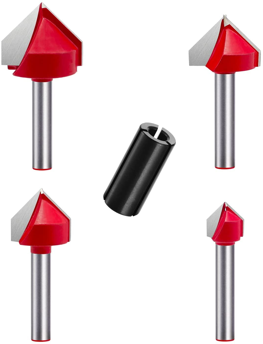 Helovmine 1/4 inch Shank 90 Degree V Groove Router Bit 2-Flute CNC ...