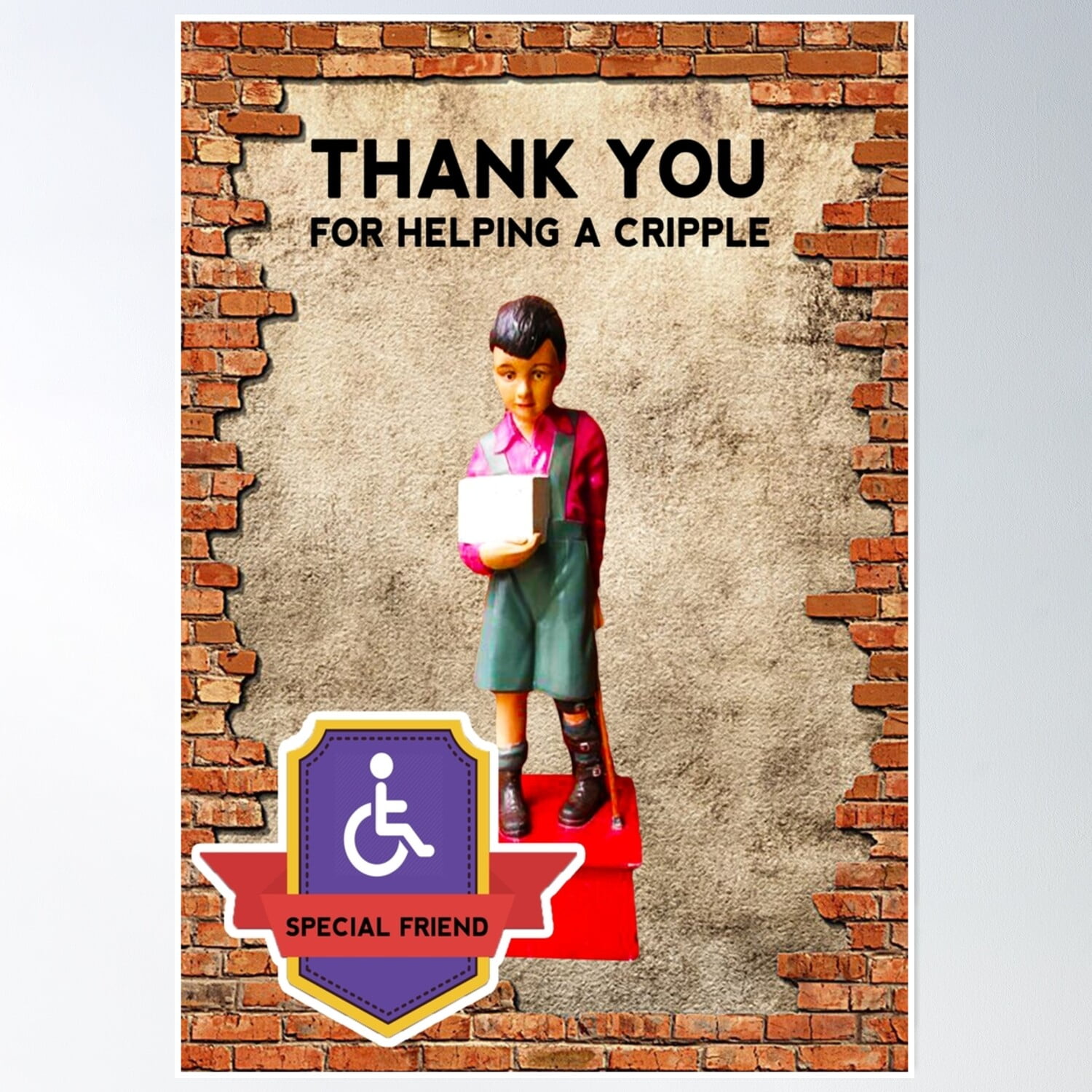 Help A Cripple Thank You Card Poster Wall Art, Modern Wall Decor, 24x36 ...