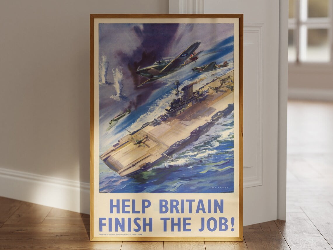 Help Britain Finish The Job! Vintage World War Ii Poster, Ww2 ...