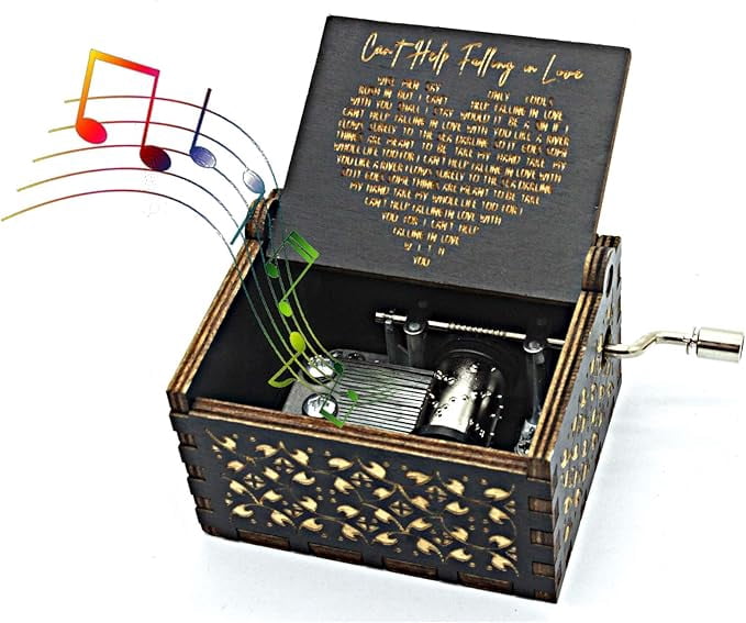 Can't Help Falling In Love Wood Music Box, Antique Engraved Musical ...