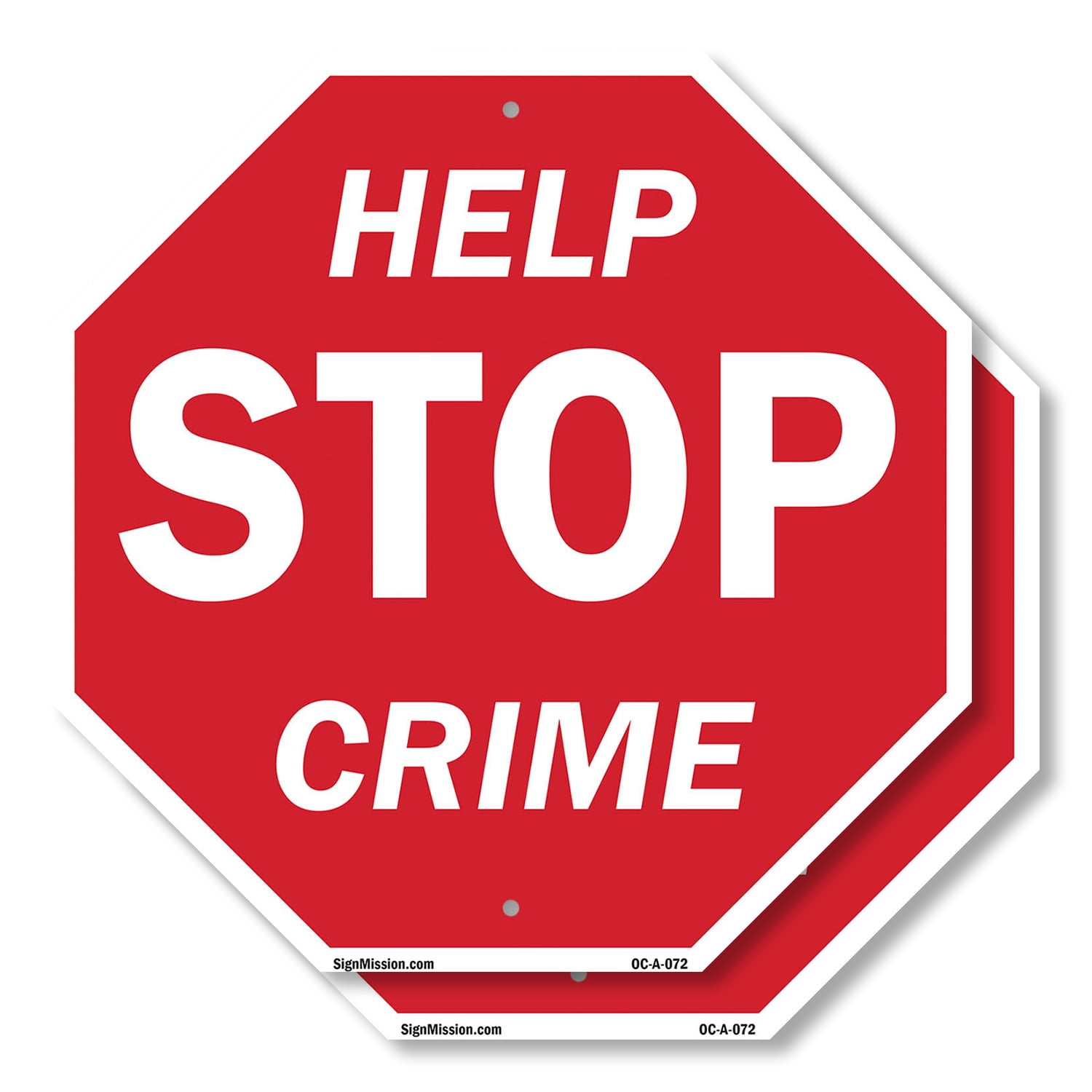 Help Stop Crime (2 Pack) 10 inch X 10 inch Octagon Plastic Sign Weather ...