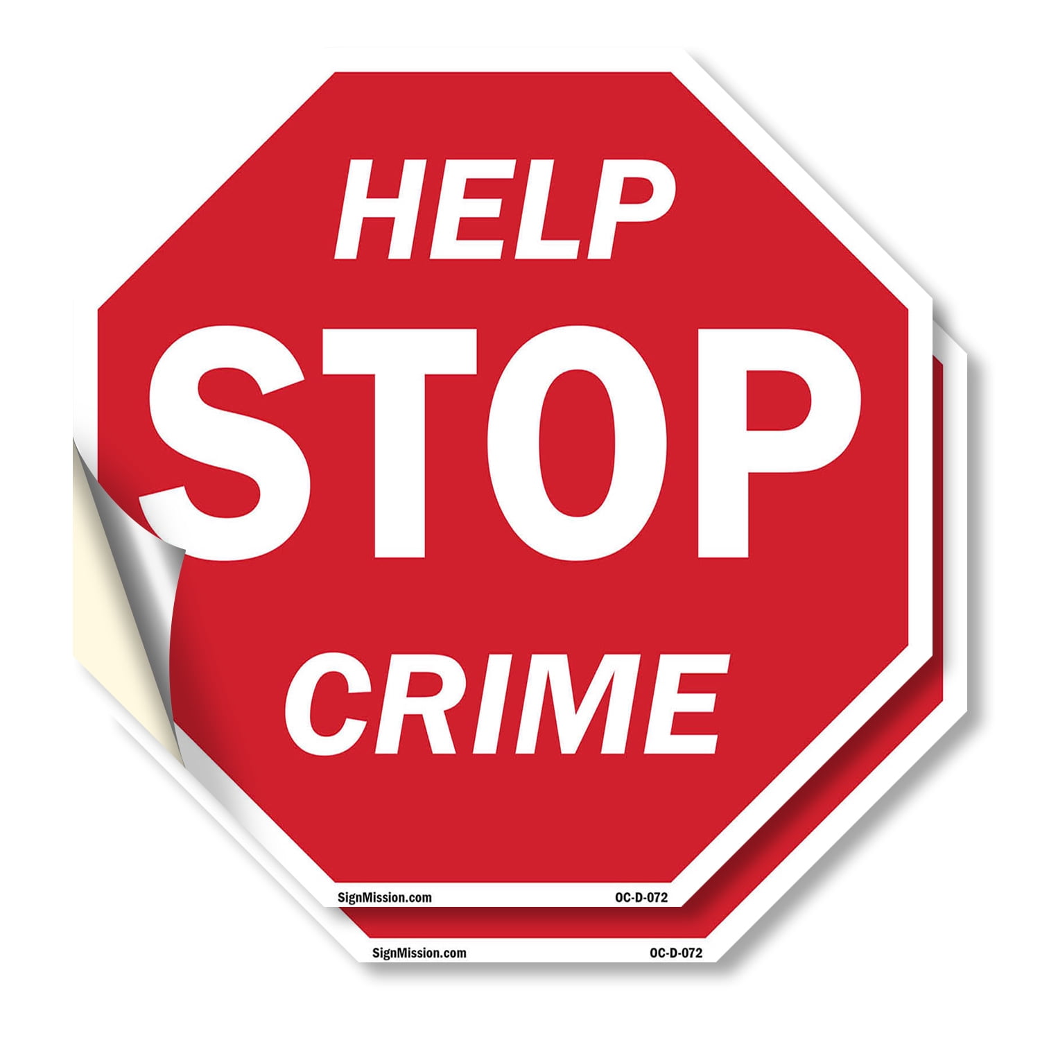 Help Stop Crime (2 Pack) 10 inch X 10 inch Octagon Vinyl Label Decal ...