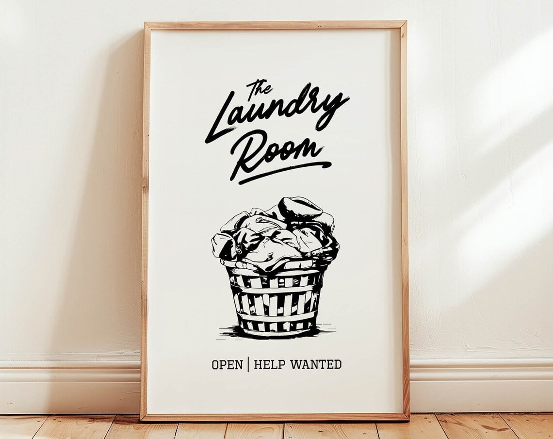 Help Wanted Laundry Print Utility Room Art Laundry Room Wall Decor Fun ...