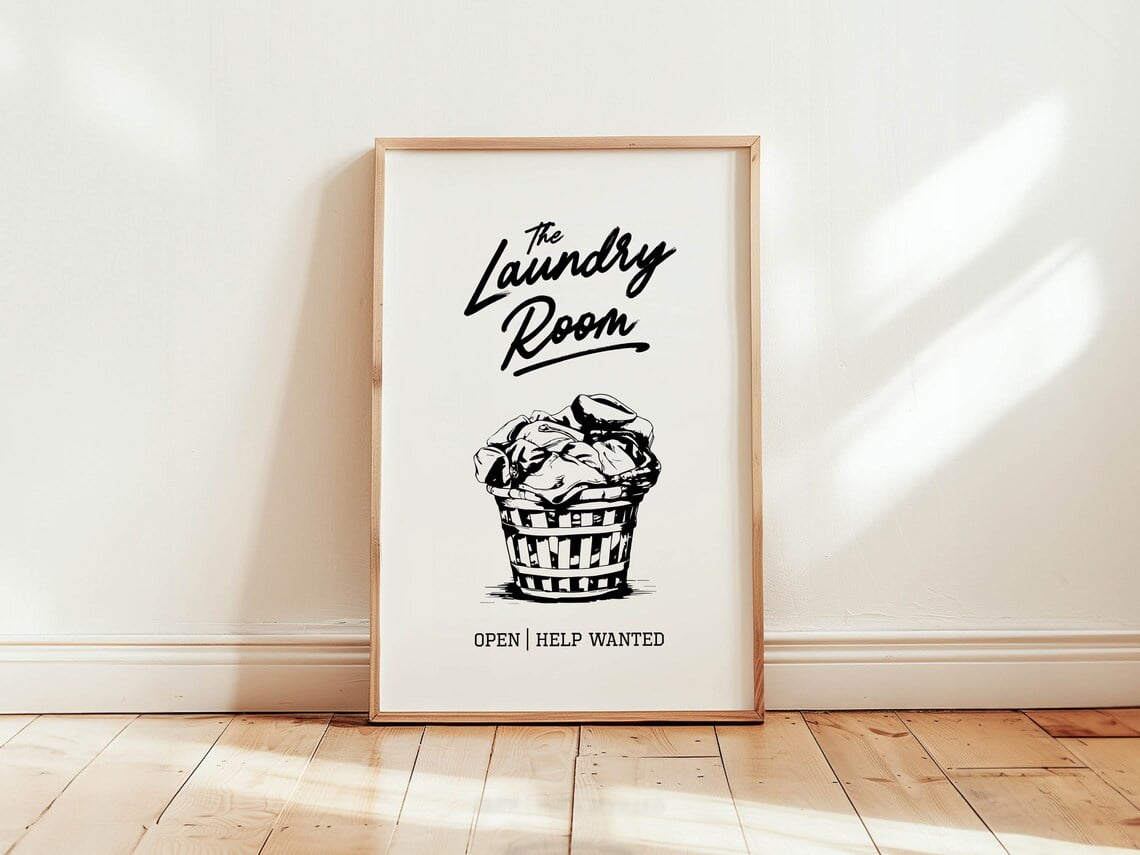 Help Wanted Laundry Room Wall Art, Unframed Paper Print Size 16x24 ...