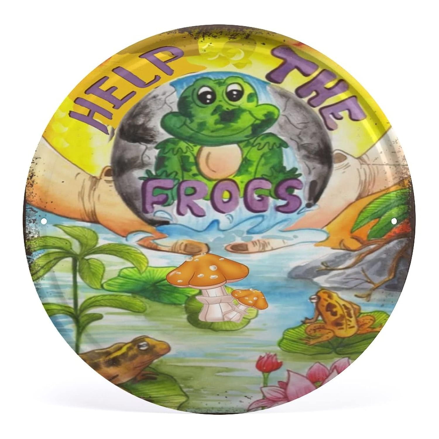 Help the frogs Funny Frog Mushroom Bedroom Door Decor Motivated Vintage ...