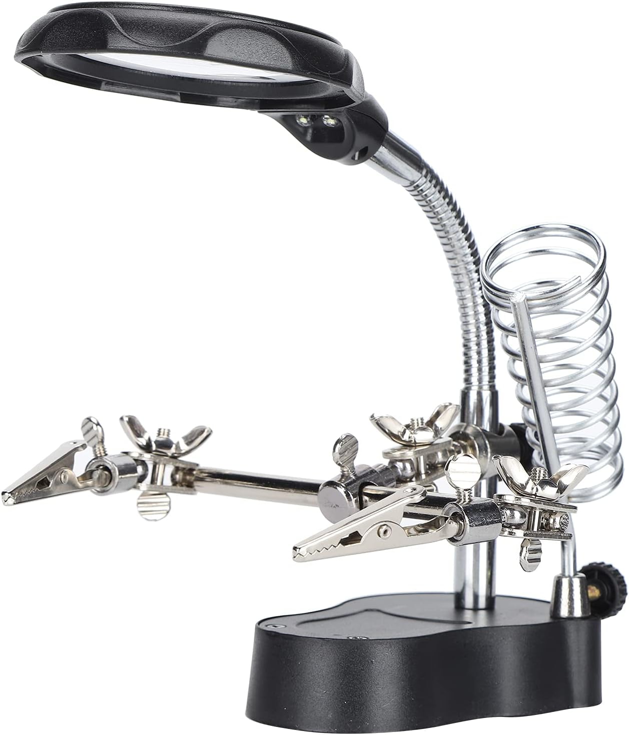 Helping Hands Magnifying Glass Soldering Station, LED Lighted 3.5X 12X ...