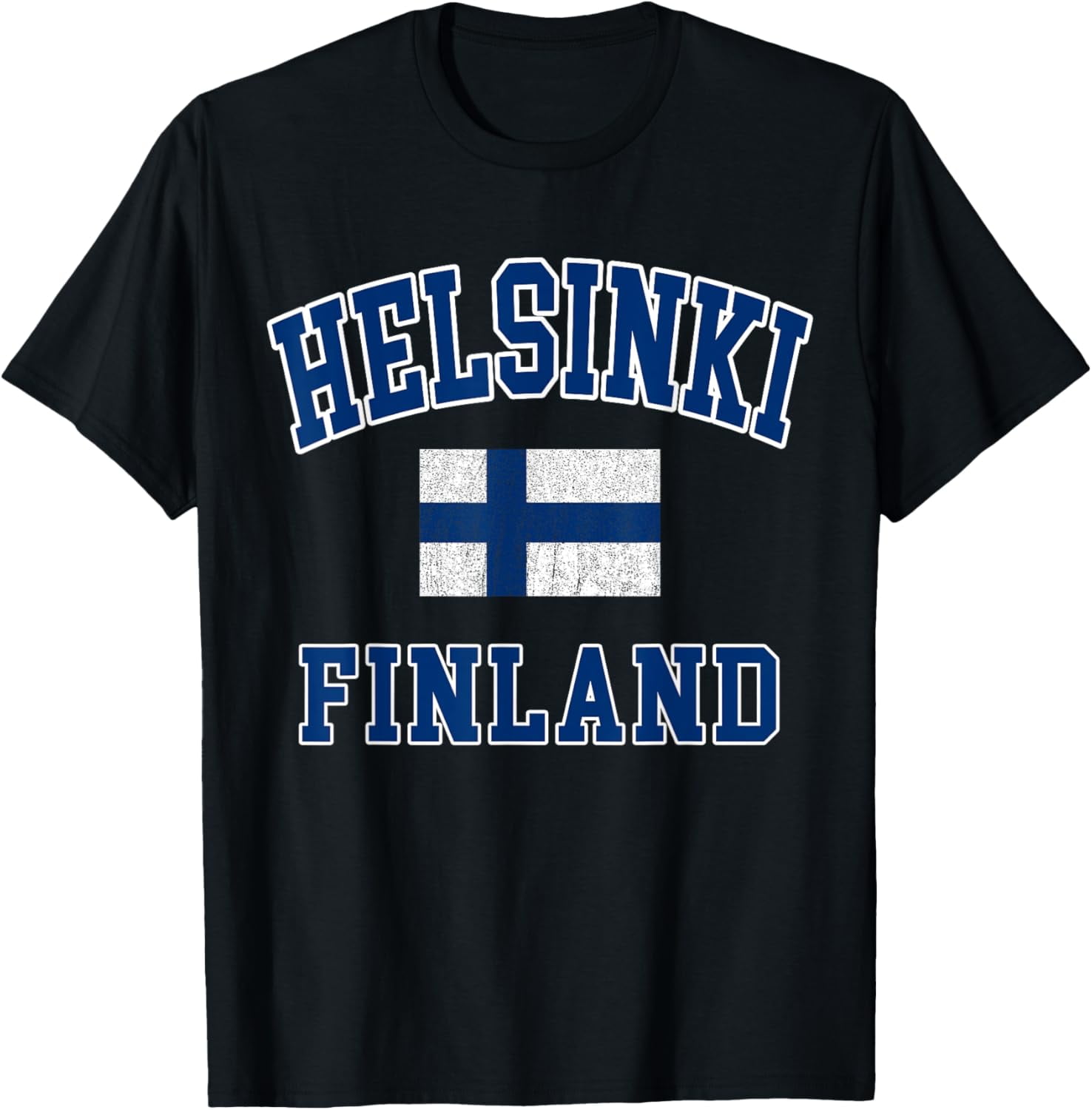 Helsinki Finland Flag Distressed Vintage Europe College Font T-Shirt ...