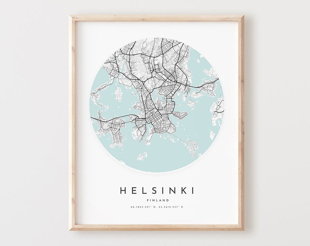 Helsinki Map Print, Helsinki Map Poster City Wall Art, Helsinki Road Map, Helsinki Print Street ...
