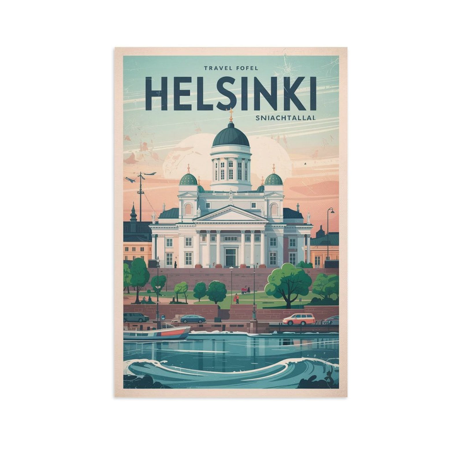 Helsinki Retro Travel Poster Vintage Finnish City Tourism Wall Art ...