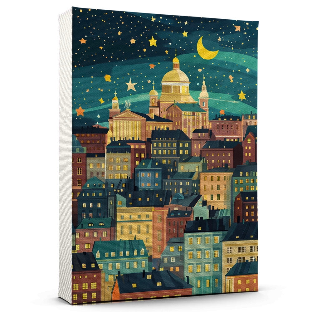 Helsinkis Travel Canvas Prints, Finland Starry Night Travel decor ...