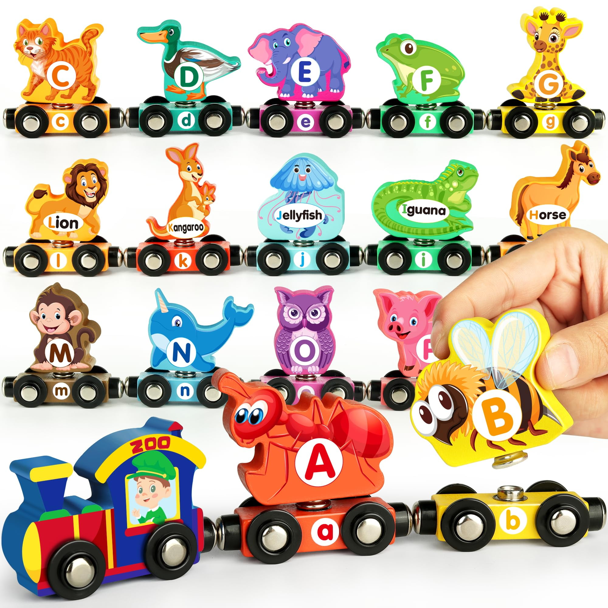 Helsort Wooden Alphabet Train IFF17 Set for Toddlers - ABC Train with ...