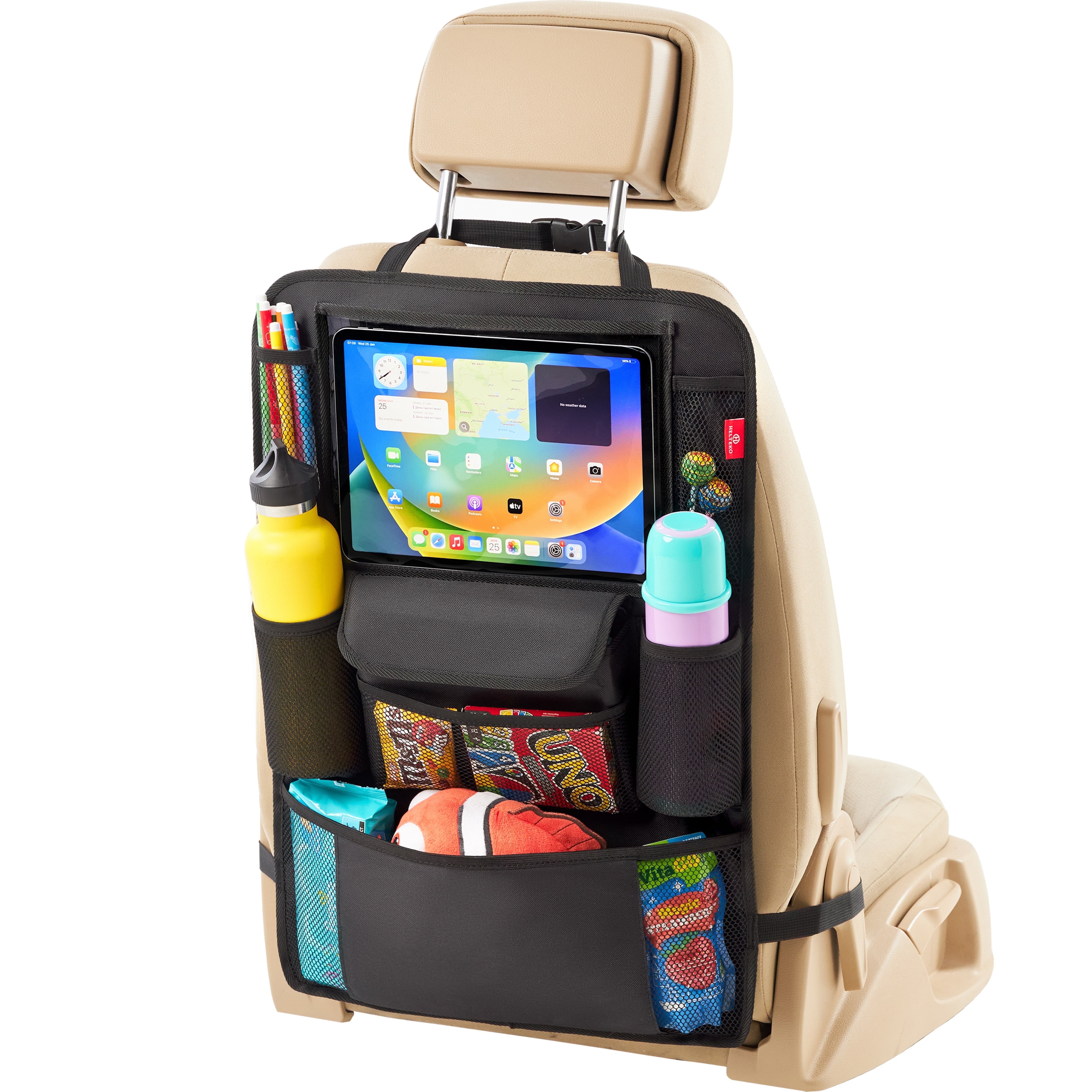 Helteko Car Seat Organizer, Ultra Version Kids Backseat Storage, 25 in ...