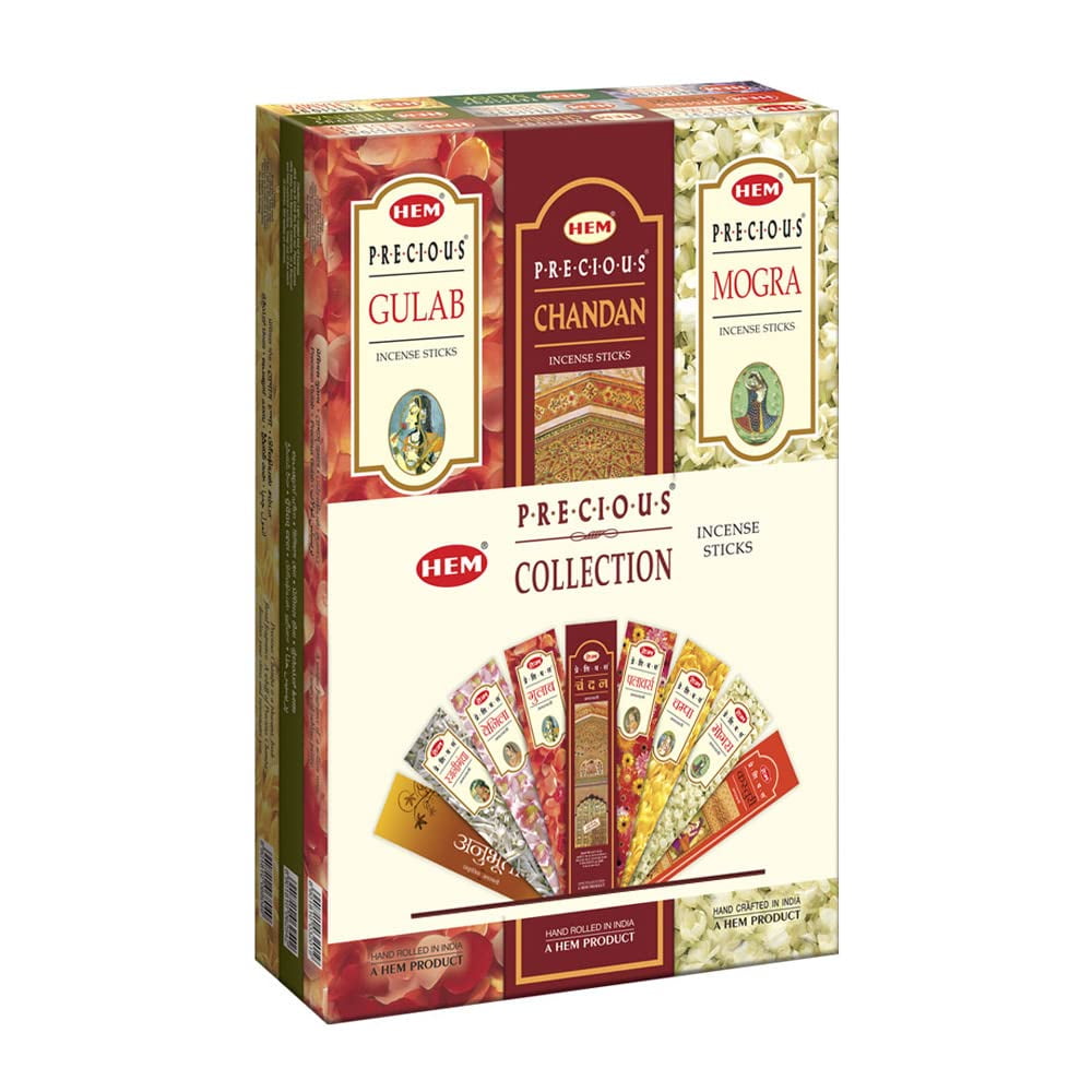 Hem Precious Collection Incense Stick Chandan Mogra Champa Musk Kasturi Gulab Tuberose Flower ...