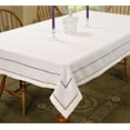 Hem Stitch Border Vintage Design Tablecloth White 60" by 84" Oblong ...