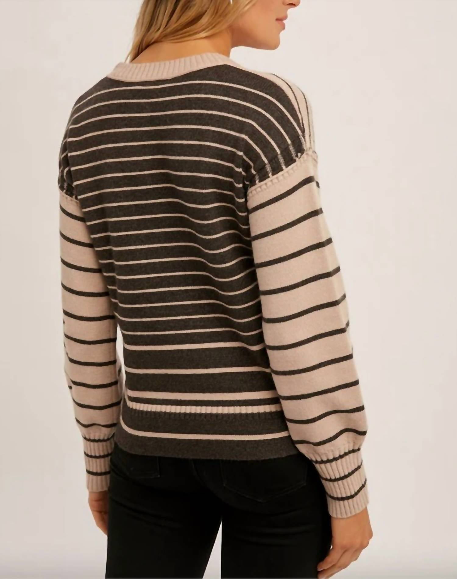 Hem & Thread Striped Short Sweater - Walmart.com