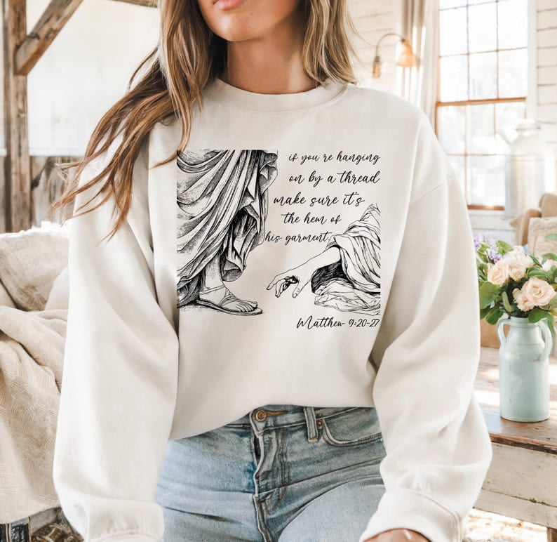 Hem of His Garment Shirt, Trendy Christian Shirt, Matthew Bible Verse ...