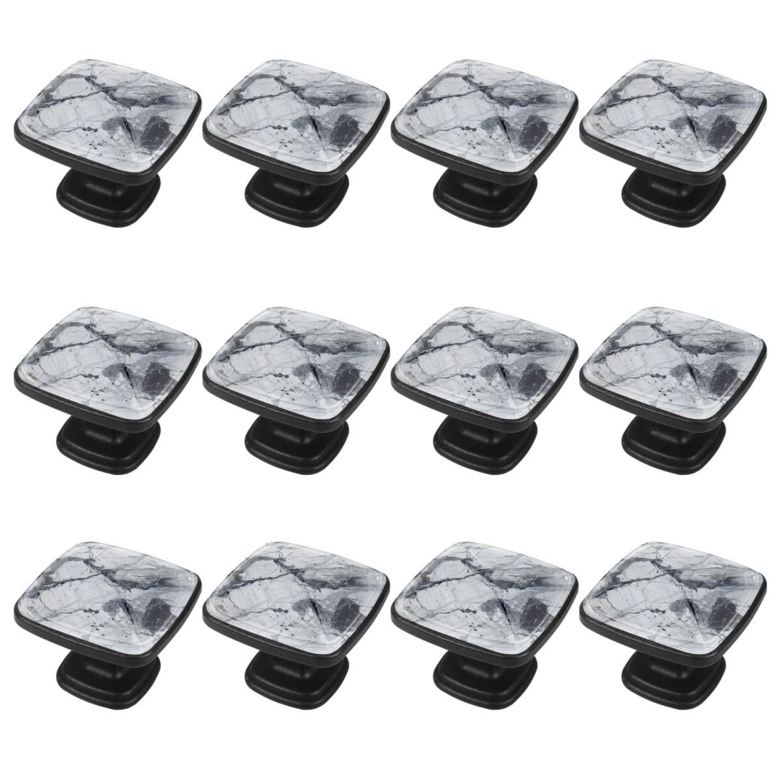 HemaKayy 12 Pack 1.2" Decorative Cabinet Knobs - Stylish ABS Glass Black Handles for Kitchen ...