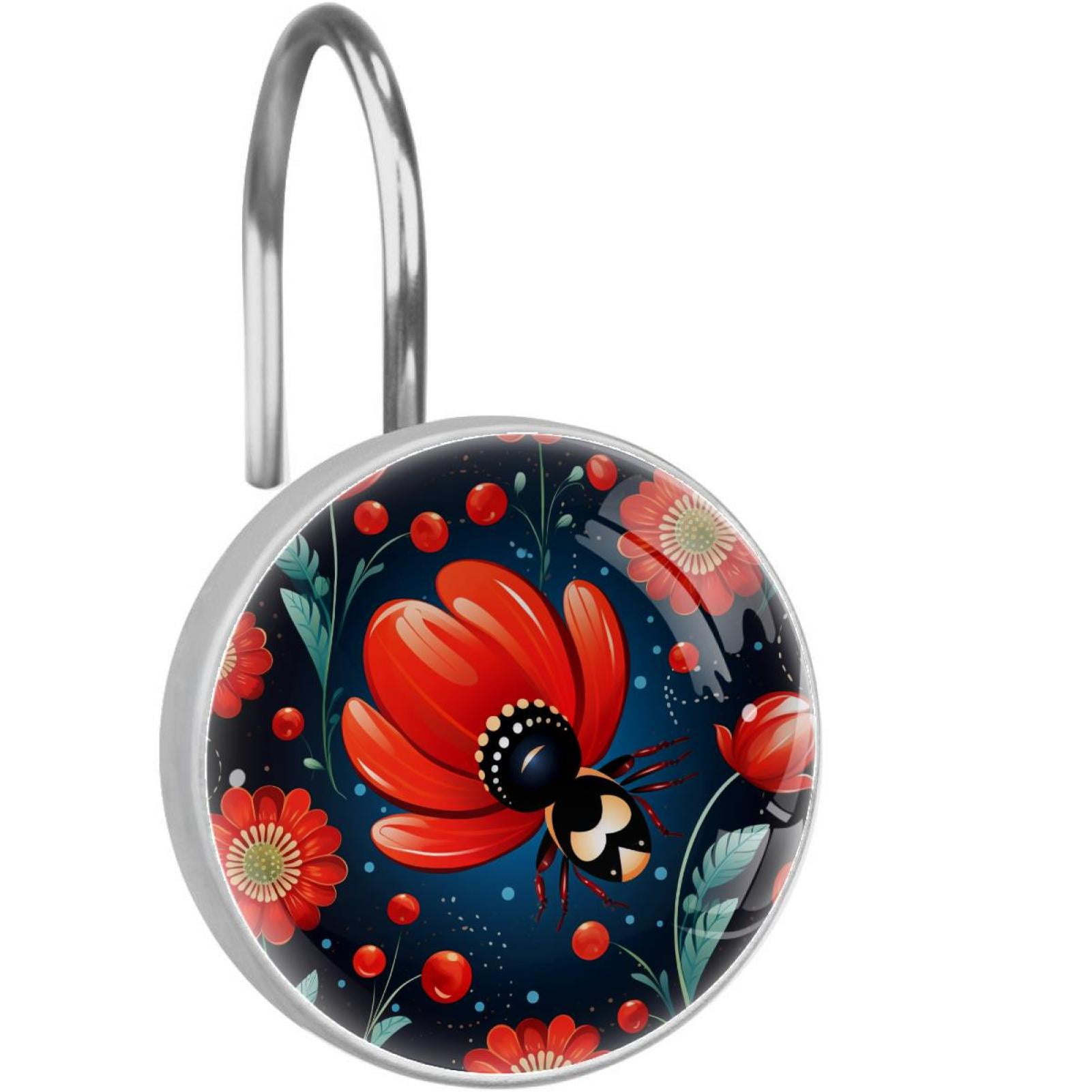 HemaKayy 12 Pcs Decorative Shower Curtain Hooks - Stainless Steel Rings ...