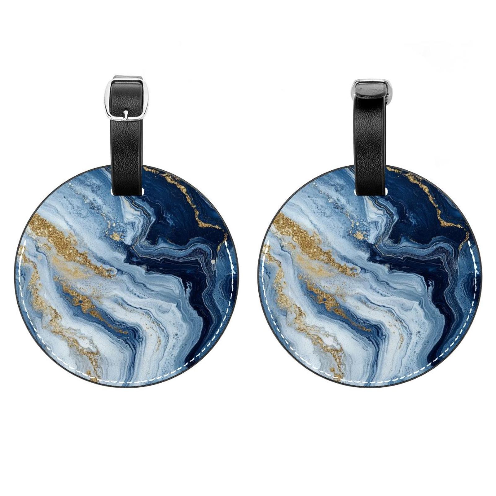HemaKayy 2 Pack Luggage Tags, PU Leather Round Luggage Bag Tags ...