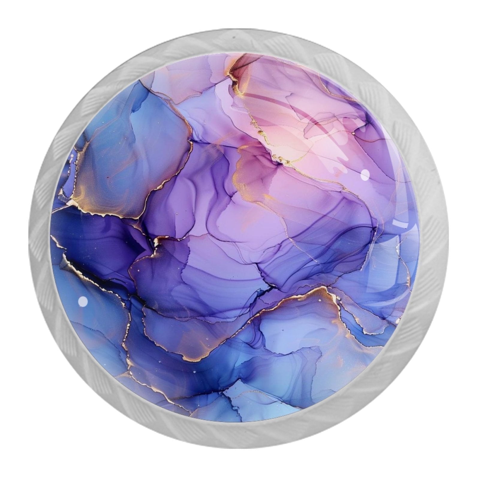HemaKayy 4 Pack 1.37" Decorative Purple Blue Gold Marble Kitchen ...