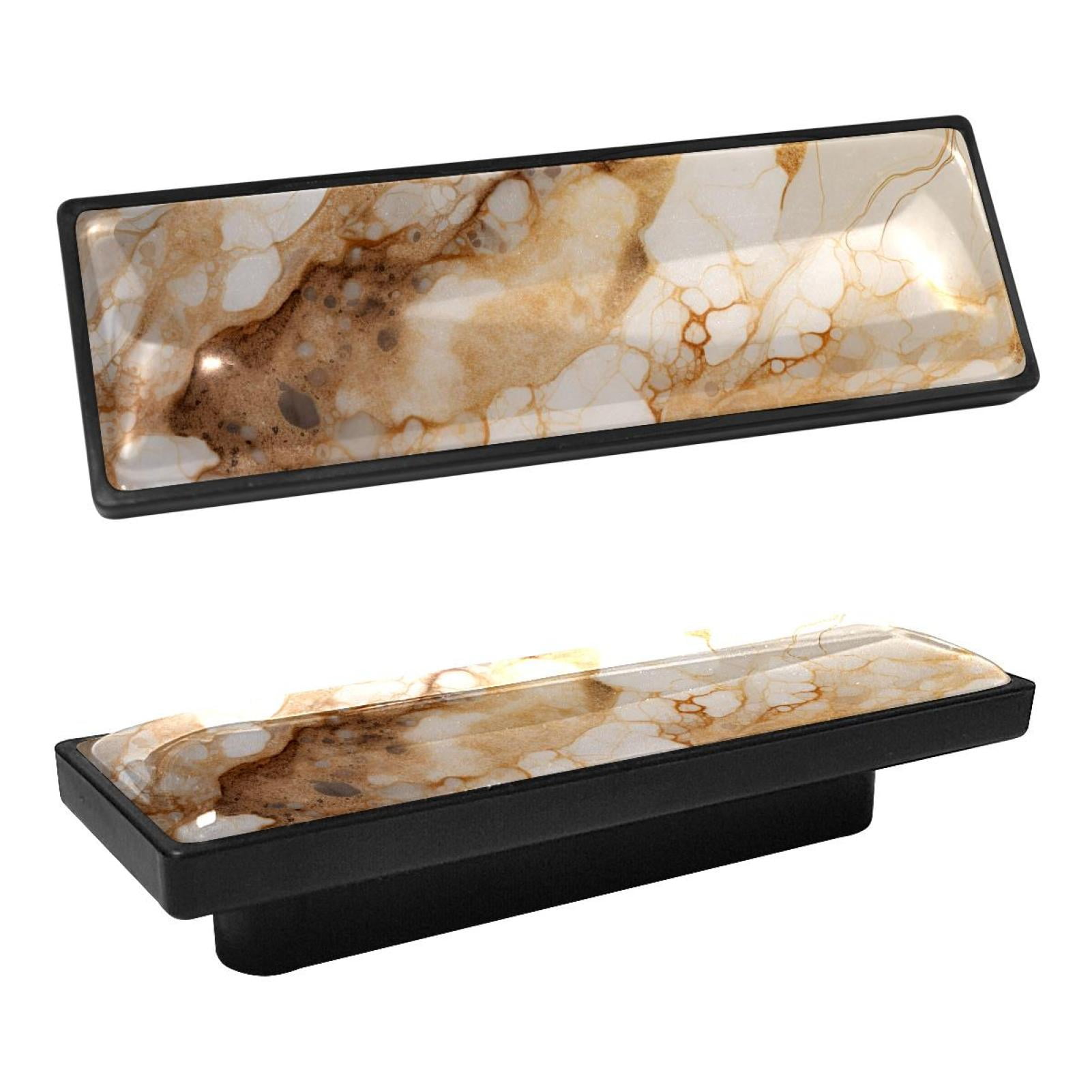 HemaKayy 4 Pack 3.6" Decorative Cabinet Knobs - ABS Glass Rectangle, Elegant Drawer Handles for ...