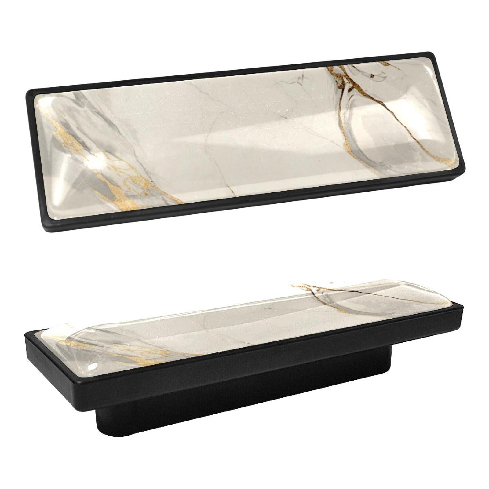 HemaKayy 4 Pack 3.6" Decorative Cabinet Knobs - ABS Glass Rectangle, Elegant Drawer Handles for ...