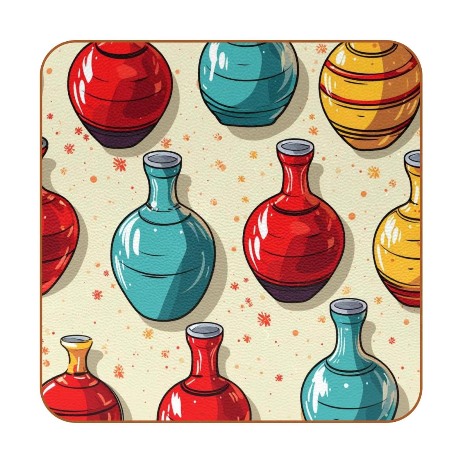 HemaKayy Set of 6 Decorative Coasters for Drinks, Waterproof Leather ...