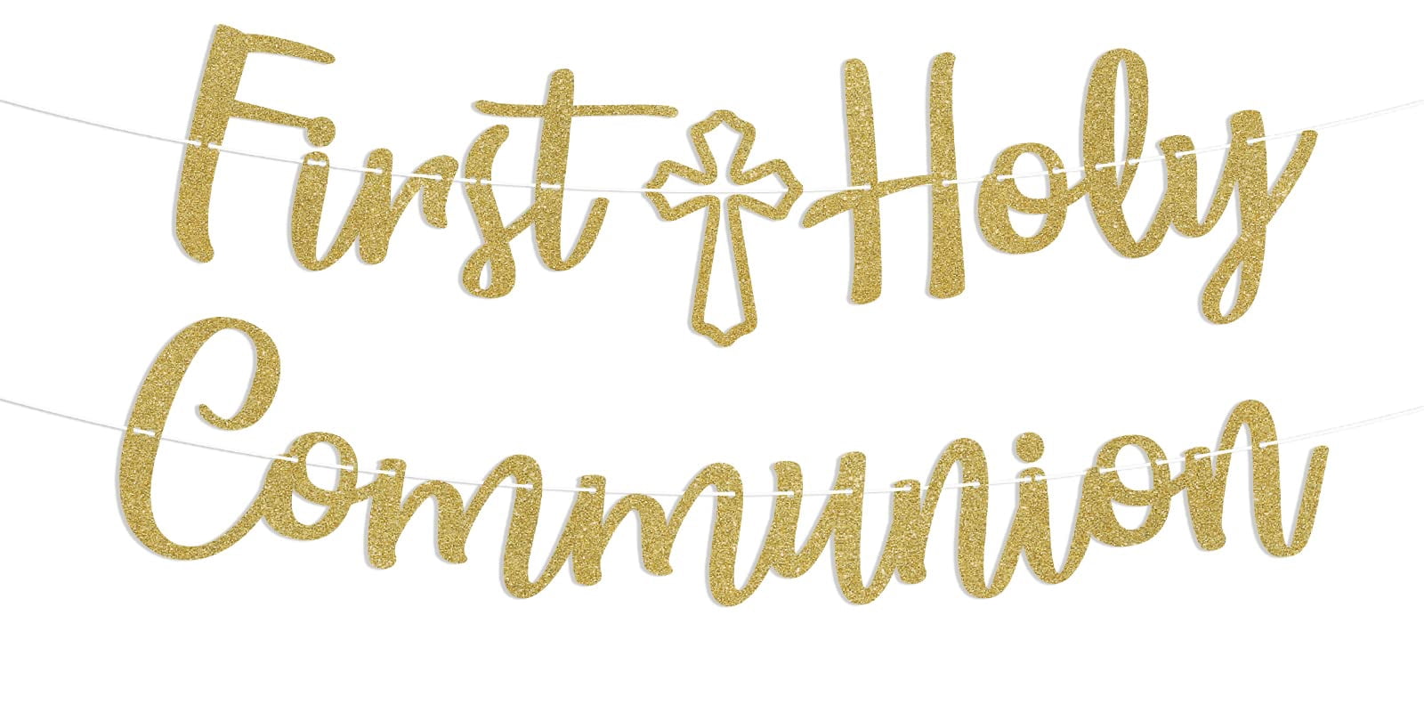 Hemicha Gold Glitter AJH3 First Holy Communion Banner, Religious ...