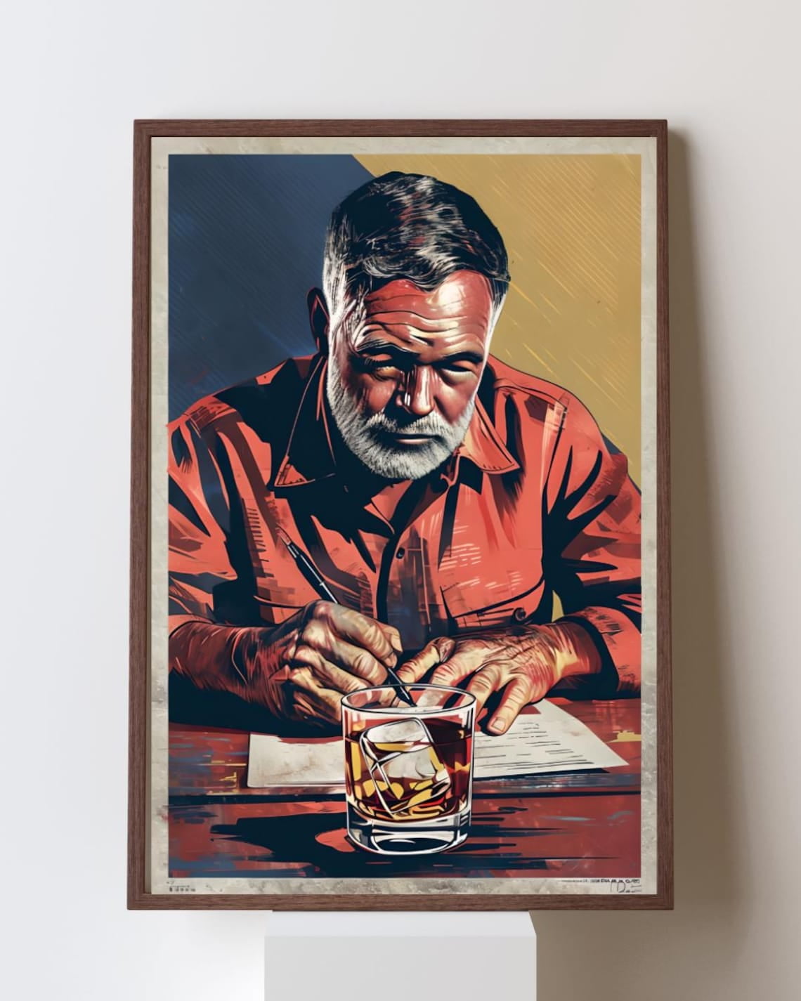 Hemingway Whiskey Portrait: Vintage Literary For Writers #661, Unframed ...
