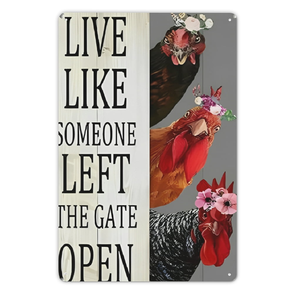Hemitong Chiken Gfits Vintage Chicken Decor Sign Live Like Someone Left ...