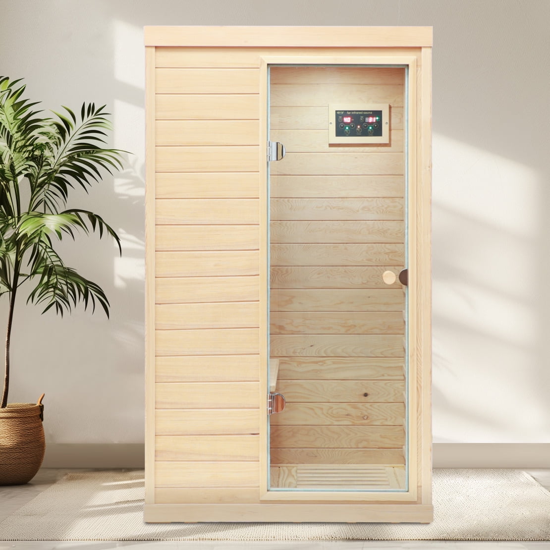 Hemlock Mini Single-Person Far Infrared Sauna Door with Right-Side ...