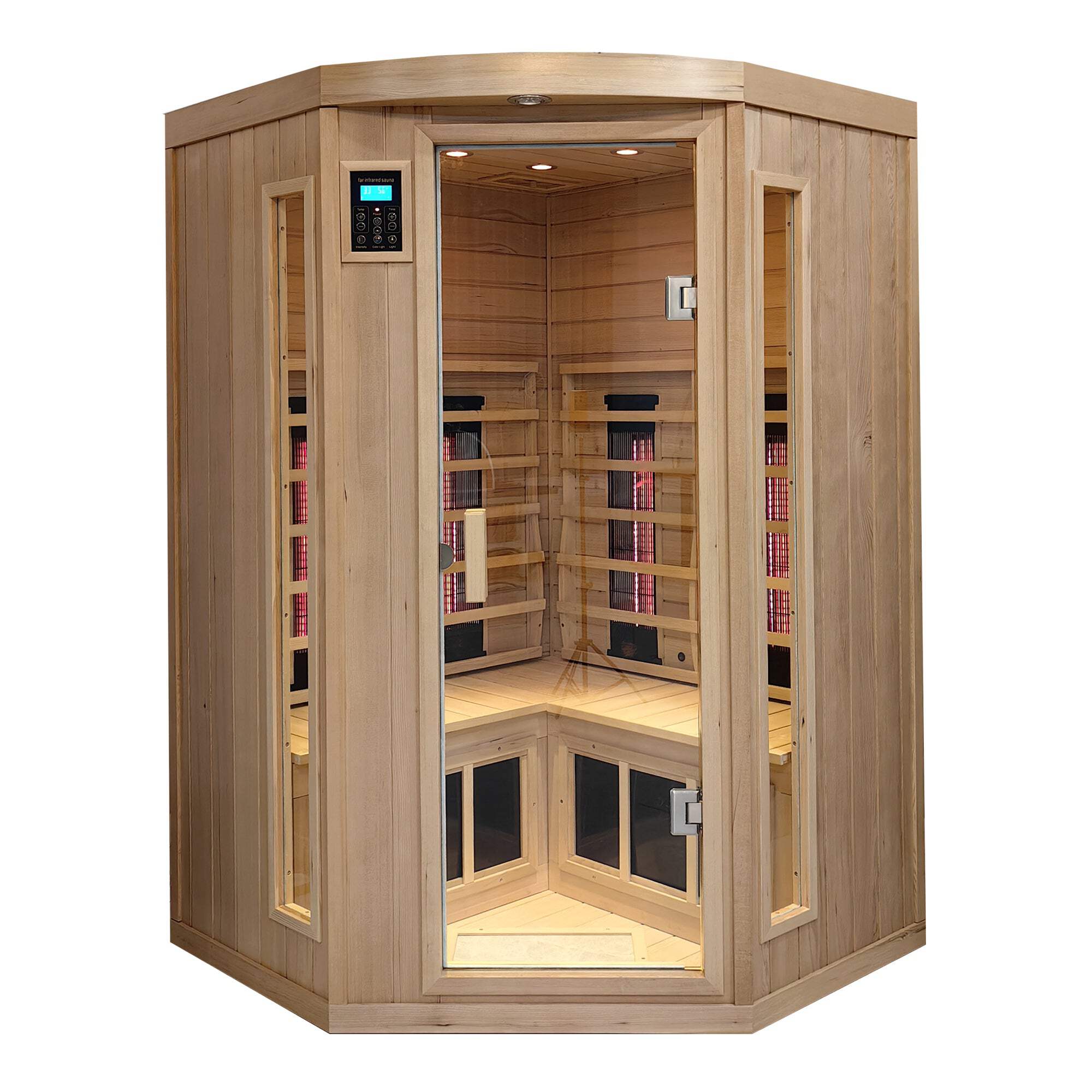 Hemlock Pentagonal Double Opening Glass Sauna Room Natural Wood Solid ...