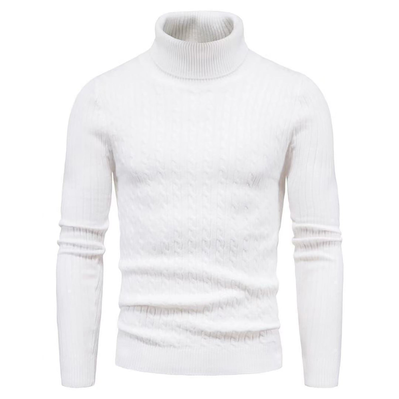 Hemlock White Mens Sweaters Solid Color Casual Pullover, Autumn and ...