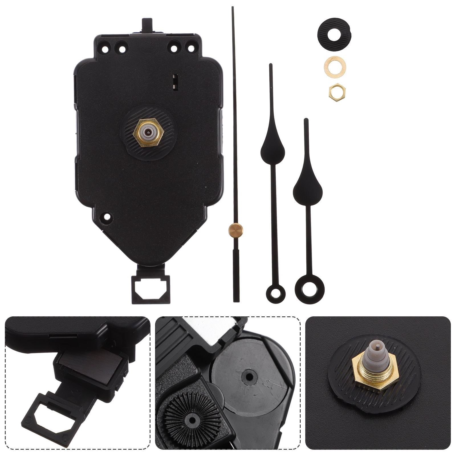 Hemobllo 1 Set Clock Parts Kit High Precision Black Plastic for Wall ...