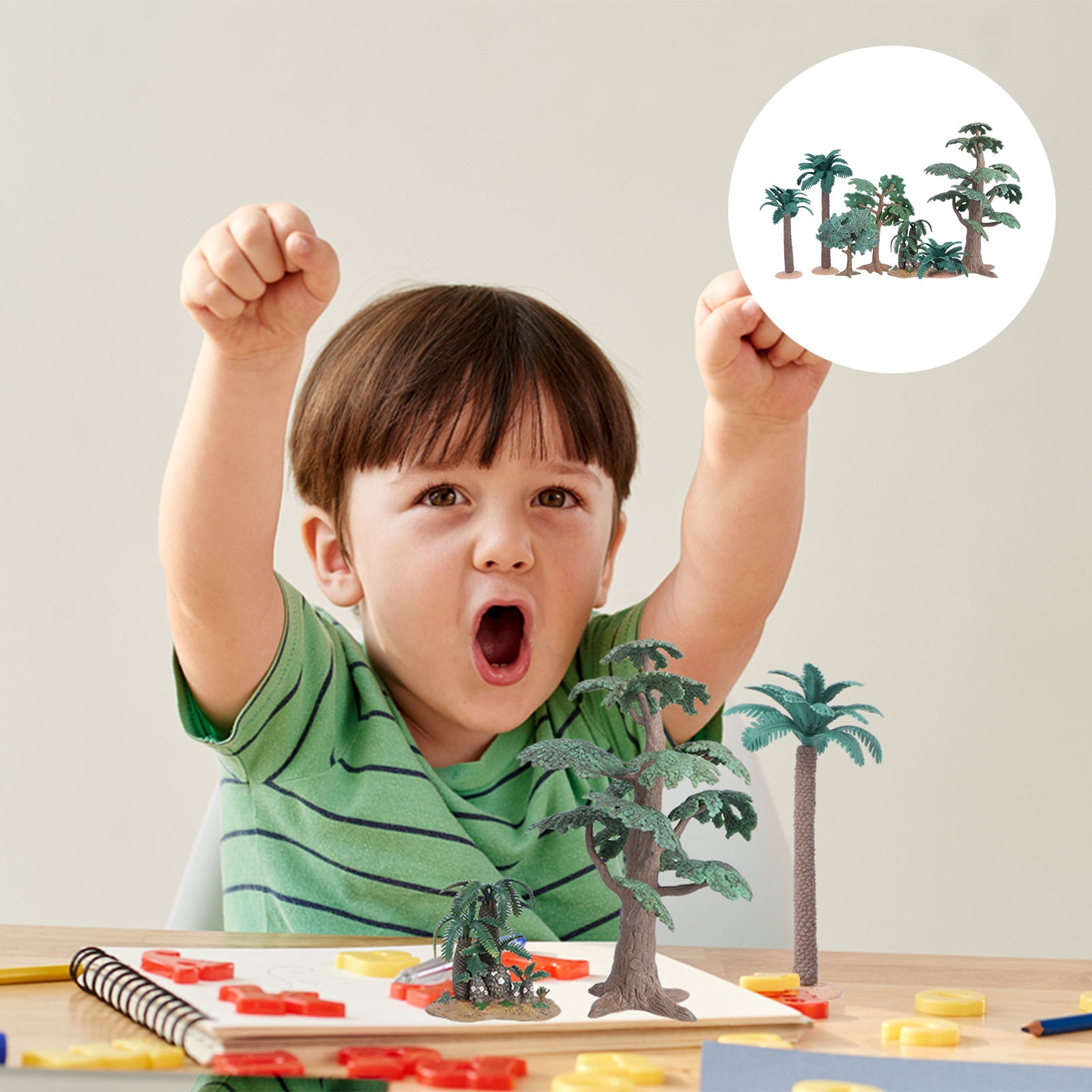 Hemobllo 1 Set Realistic Miniature Tree Set Plastic Green Trees ...