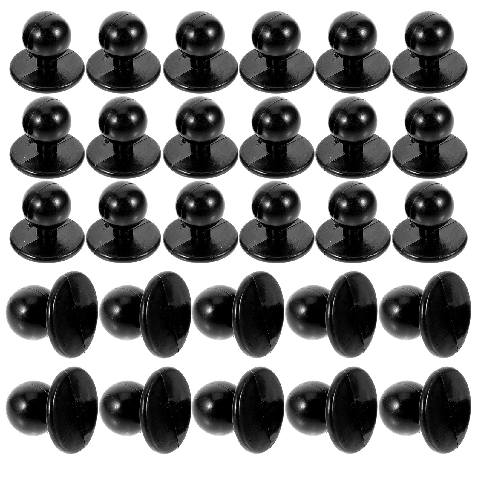 Hemobllo 100pcs Clothes Fastener Black Plastic Round Ball Shape for ...