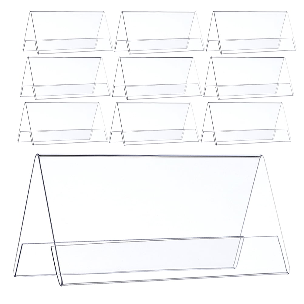 Hemobllo 10Pcs Clear Acrylic Name Plate Holders Dual Sided Desk Sign ...