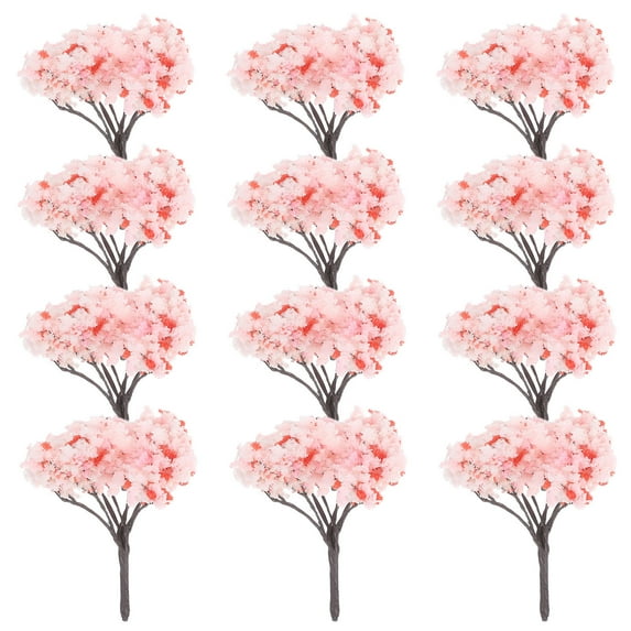 Hemobllo 12Pcs Miniature Simulation Branch Tree Prop ABS Pink for Craft ...