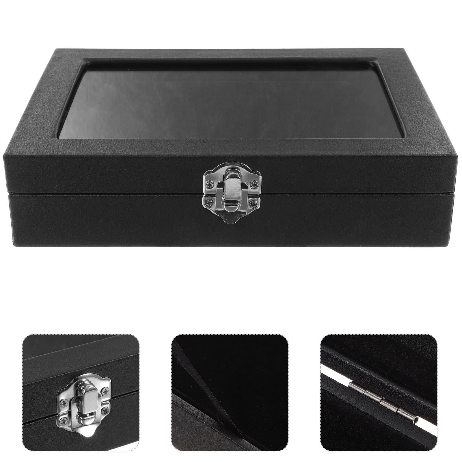 Hemobllo 1Pcs Lapel Pin Display Medal Case Display Box Black Glass ...