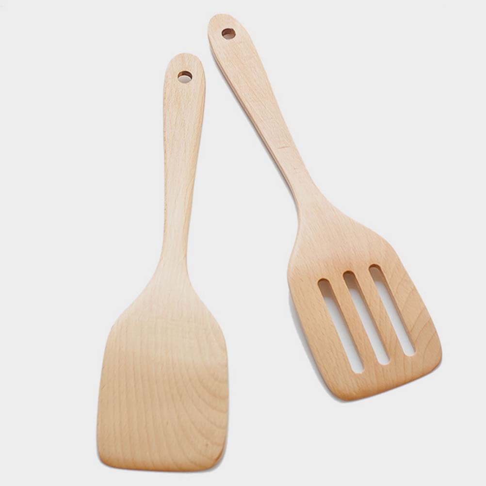 Hemobllo 1Set Kitchen Spatula Wood Flat Wok Spatulas Non-Stick Cooking ...