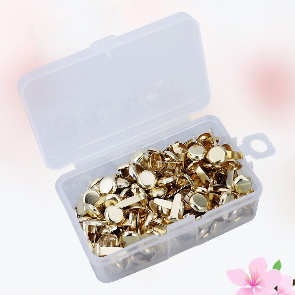 Hemobllo 200Pcs Metal Fasteners Round Head Paper Fasteners Gold for ...