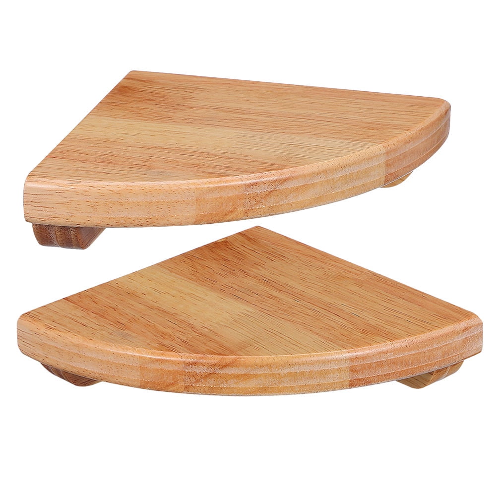 Hemobllo 2Pack Wall Storage Shelves Fan Shaped Corner Shelf Wood Space ...