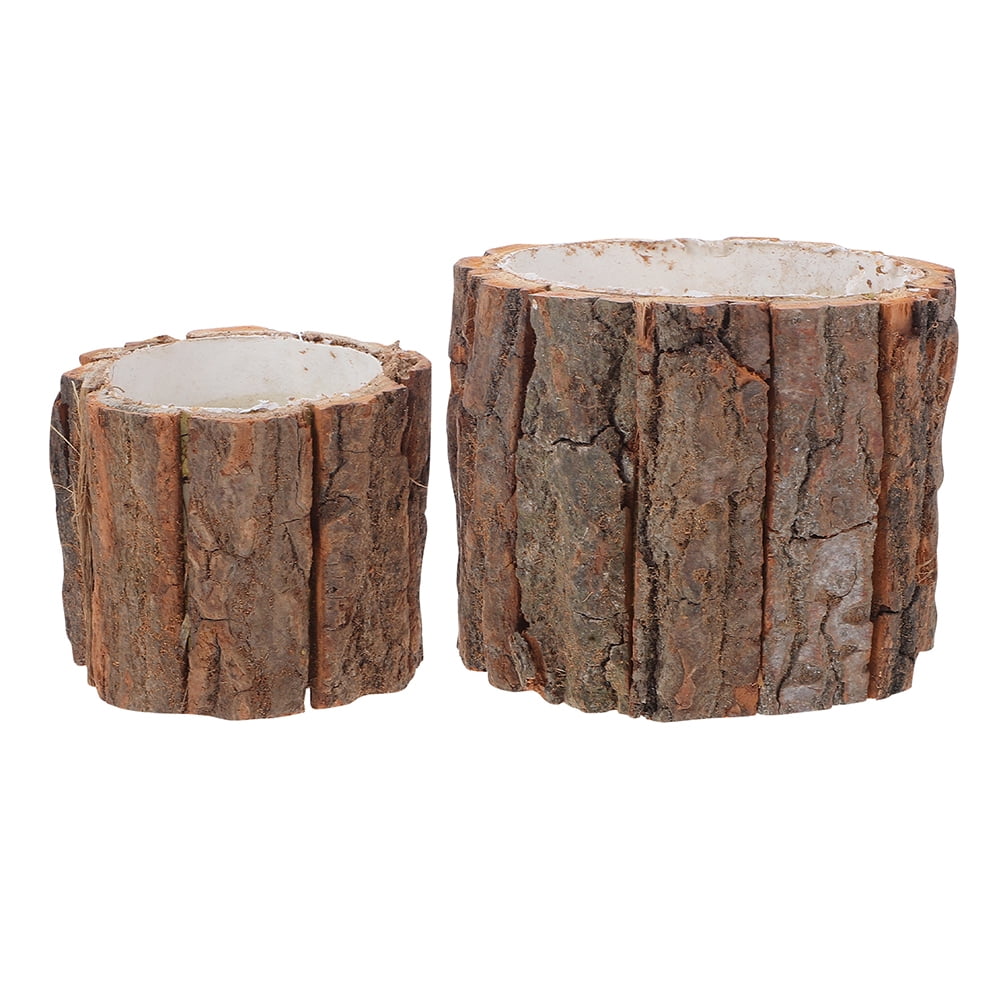Hemobllo 2Pcs Tree Bark Planter Pots with Natural Texture for Balcony ...