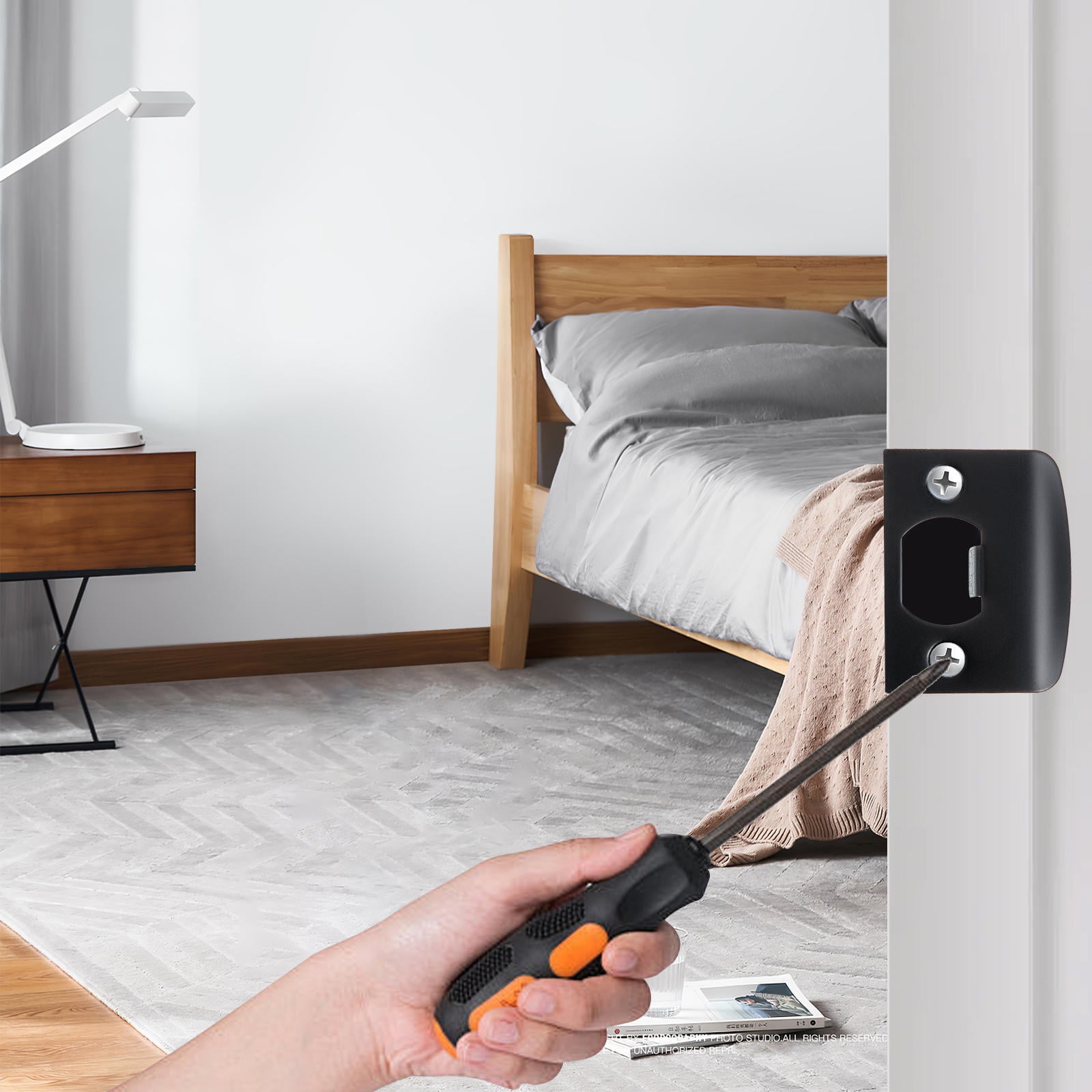 Hemobllo 4Pcs Deadbolt Plate Black Stainless Steel Security Enhancement ...