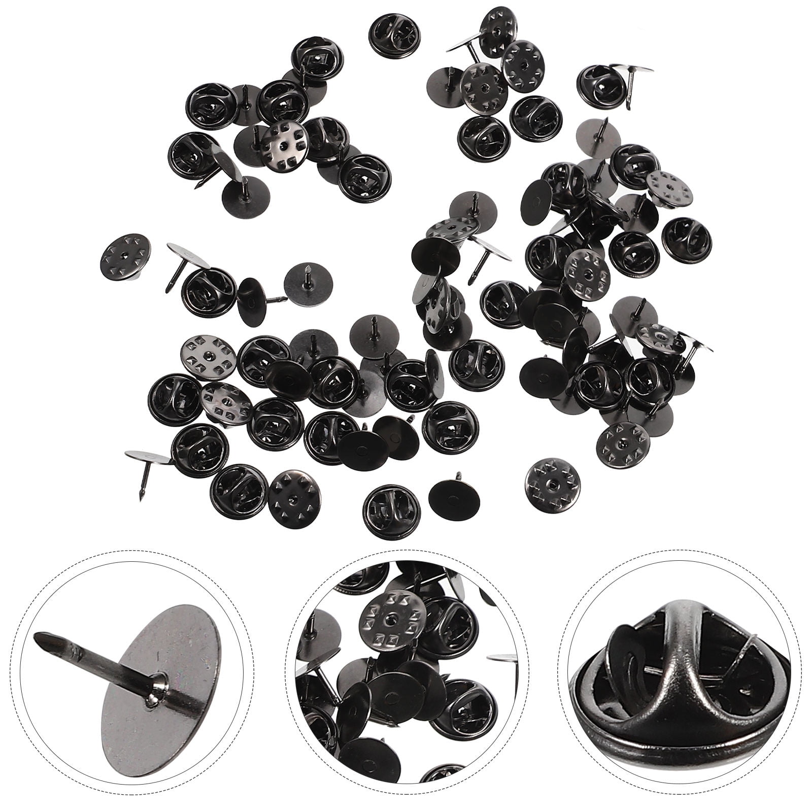 Hemobllo 50Sets Black Metal Clutch Pin Backs Suitable for Lapel Badge ...