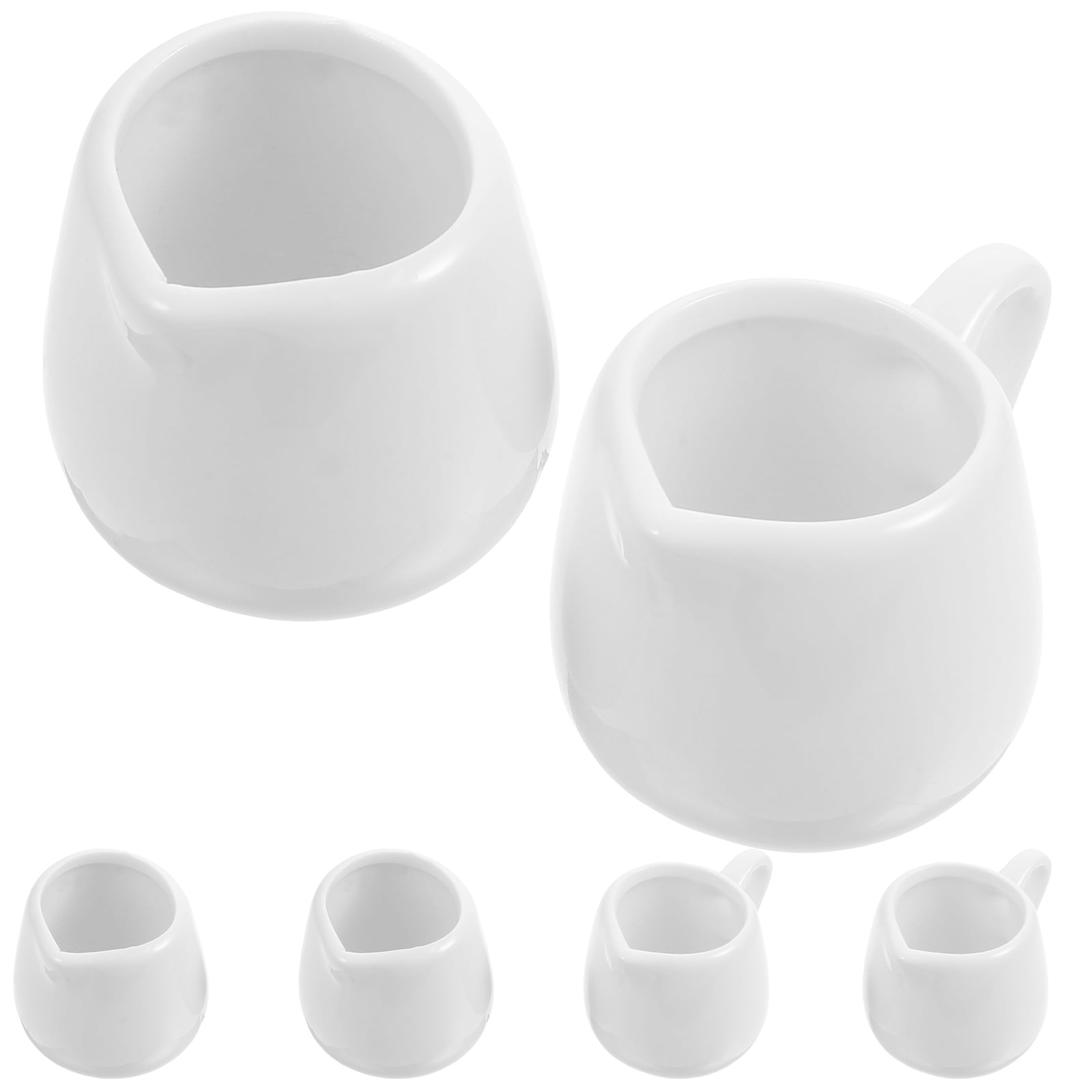 Hemobllo Milk Mug Ceramic Milk Jugs White 6Pcs with Smooth and Round ...