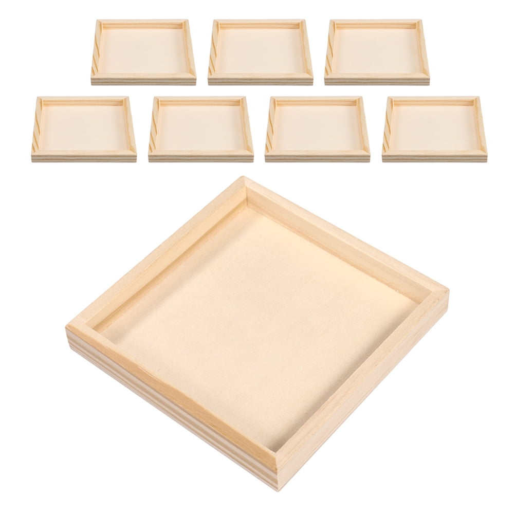 Hemobllo 8pcs Puzzle Dish Puzzle Tray Beige Wood Storing Montessori ...