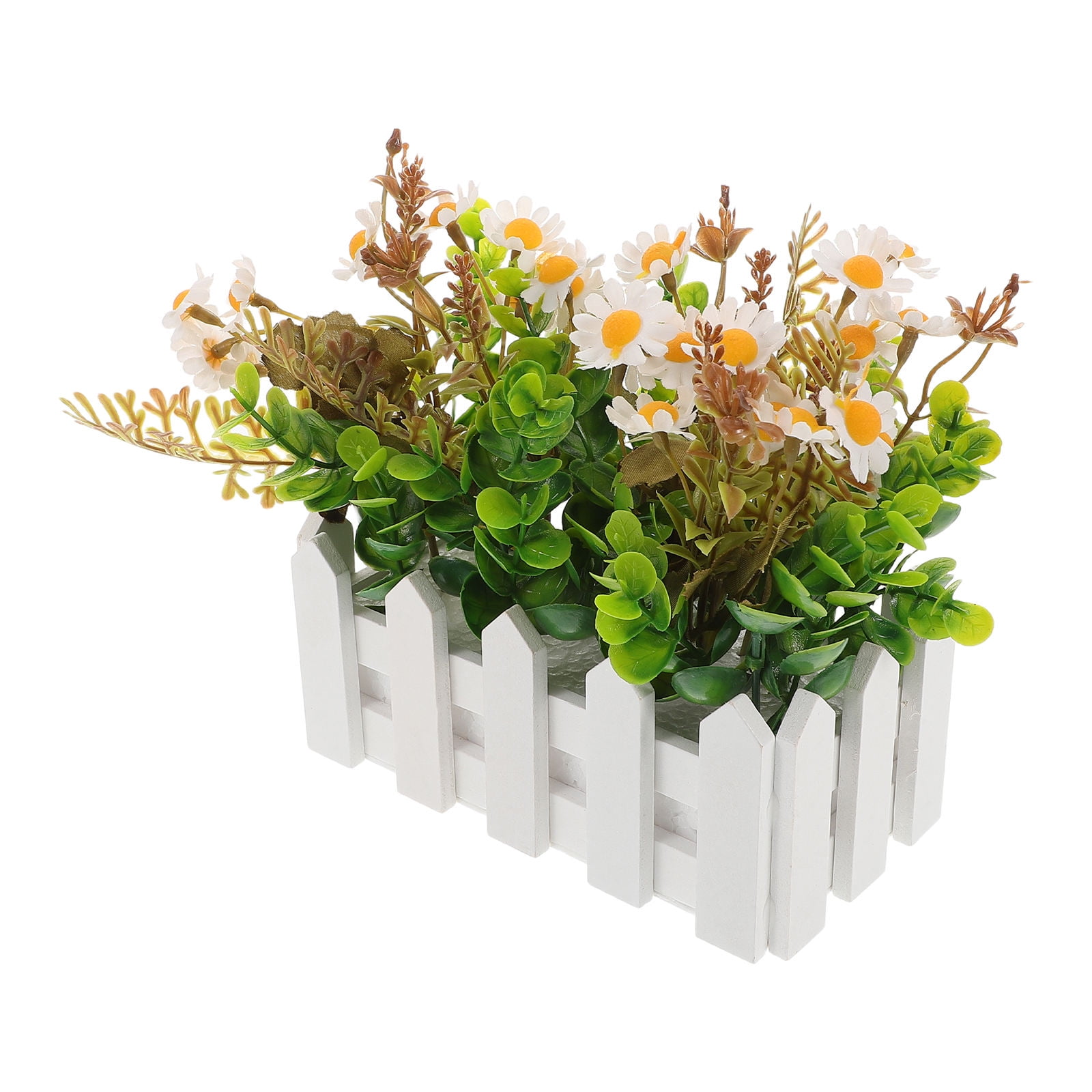 Hemobllo Artificial Small Daisy Fake Flower Pot Plastic Low Maintenance ...