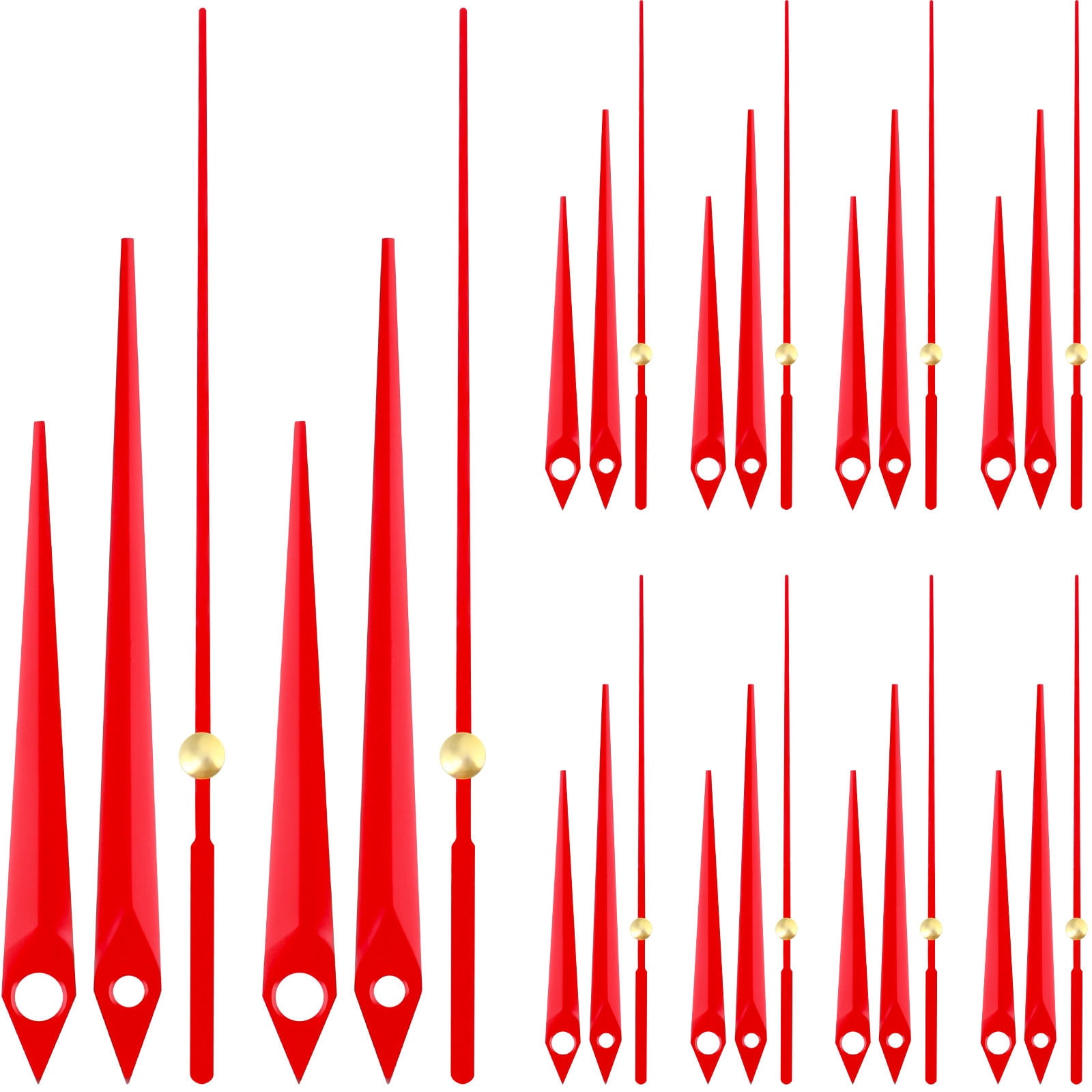 Hemobllo 10 Sets DIY Wall Clock Hands Metal Circular Red Pointed Shape ...